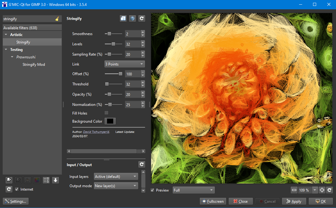 Example of using the G'MIC filter in the py plugin for Gimp3. • GIMP Chat