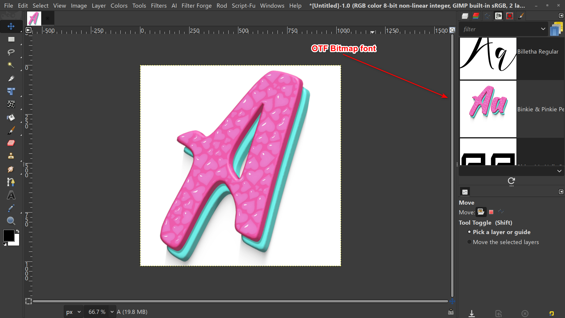 Gimp-3.1.3 opens OTF Bitmap Fonts? • GIMP Chat