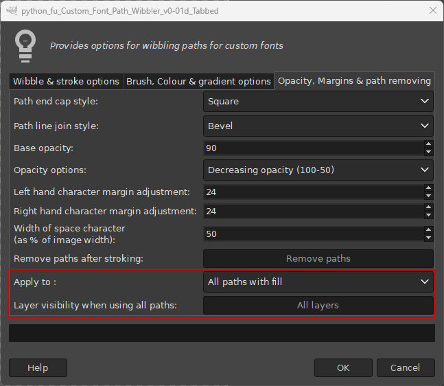 Custom Font Wibbler Update to v0.1d Tabbed for Gimp 2.10 • GIMP Chat