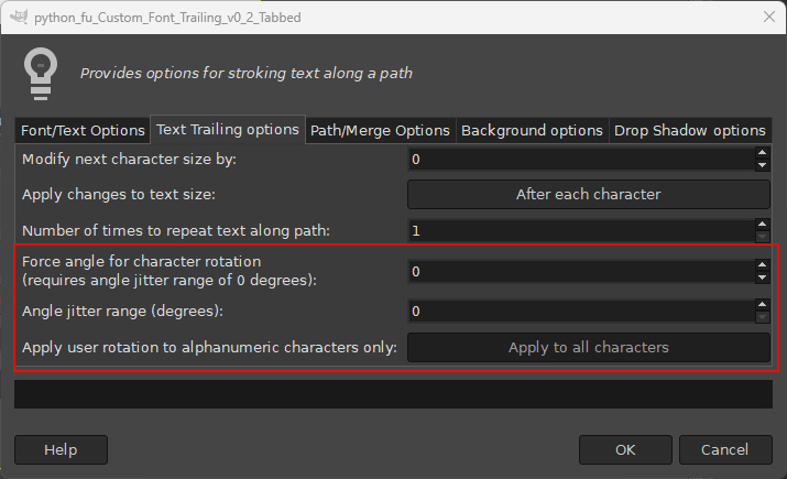 Custom Font Trailing for Gimp 2.10 v0.2 • GIMP Chat